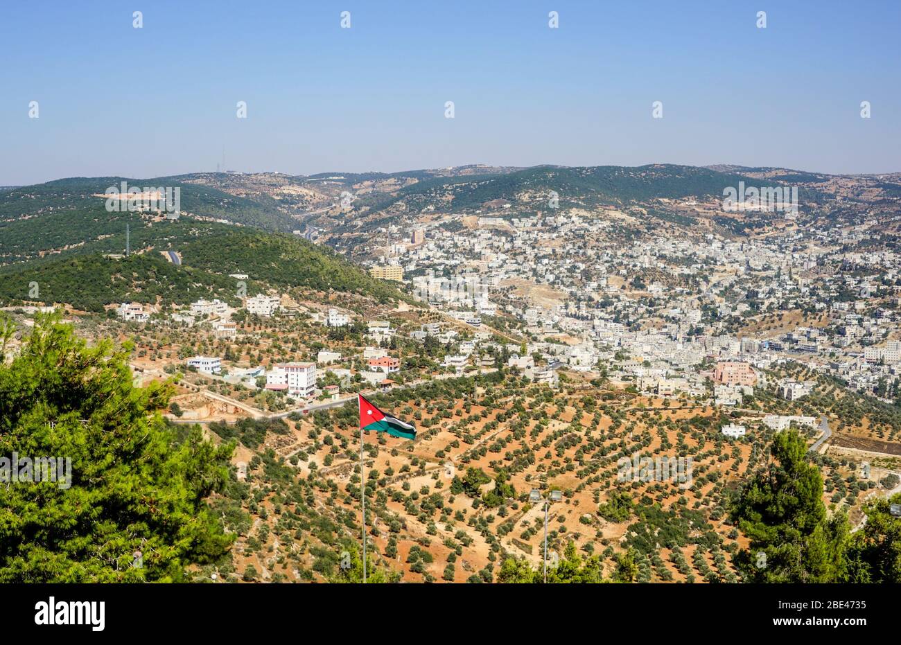 Jordan, city of Ajloun seen from the town's Castle Stock Photo - Alamy