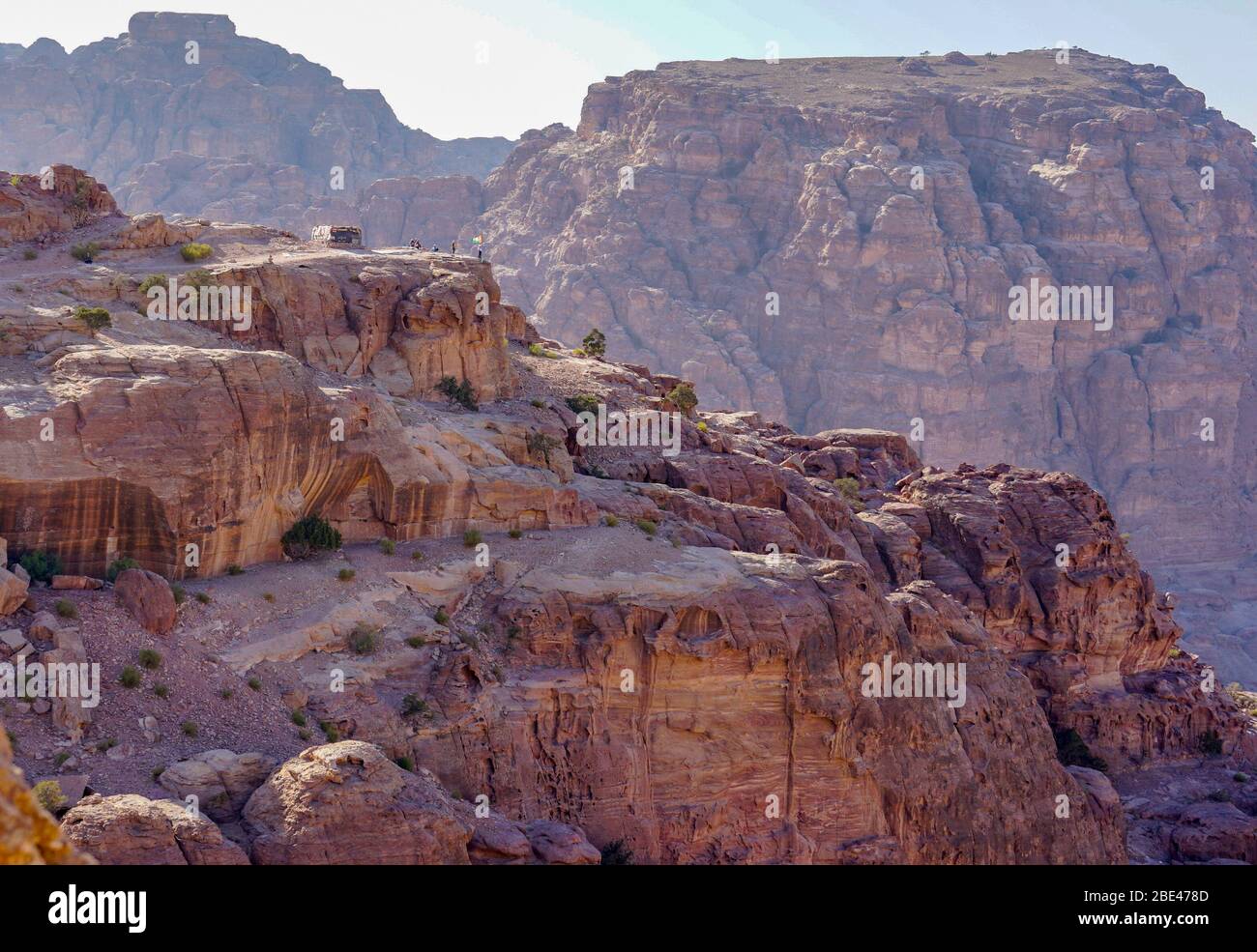 Jordan, Petra, scenic view over the rock mountains and the Valley of ...