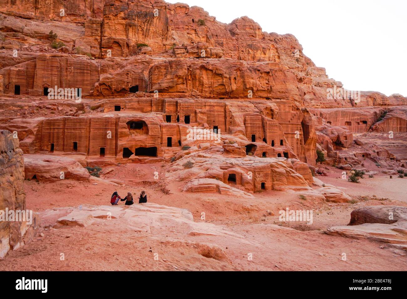 Jordan , Petra, Street of Facades, Tombs carved out of the pink ...