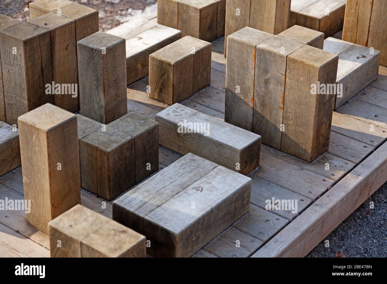 wooden blocks of different sizes and heights Stock Photo - Alamy