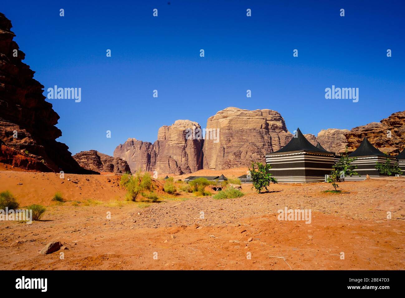 Jordan, in the Wadi Rum the spectacularly scenic desert valley. Bedouin ...