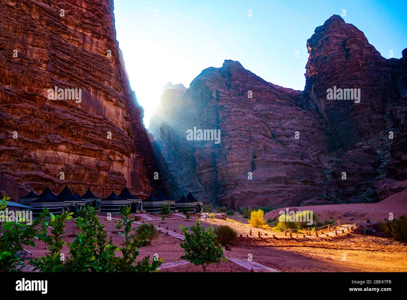 Jordan, in the Wadi Rum the spectacularly scenic desert valley. bedouin ...