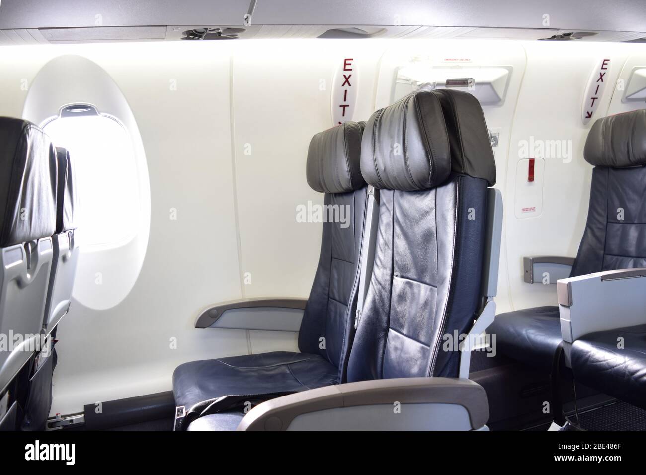 Vacant seats on an aircraft. Empty aircraft due to travel restrictions ...