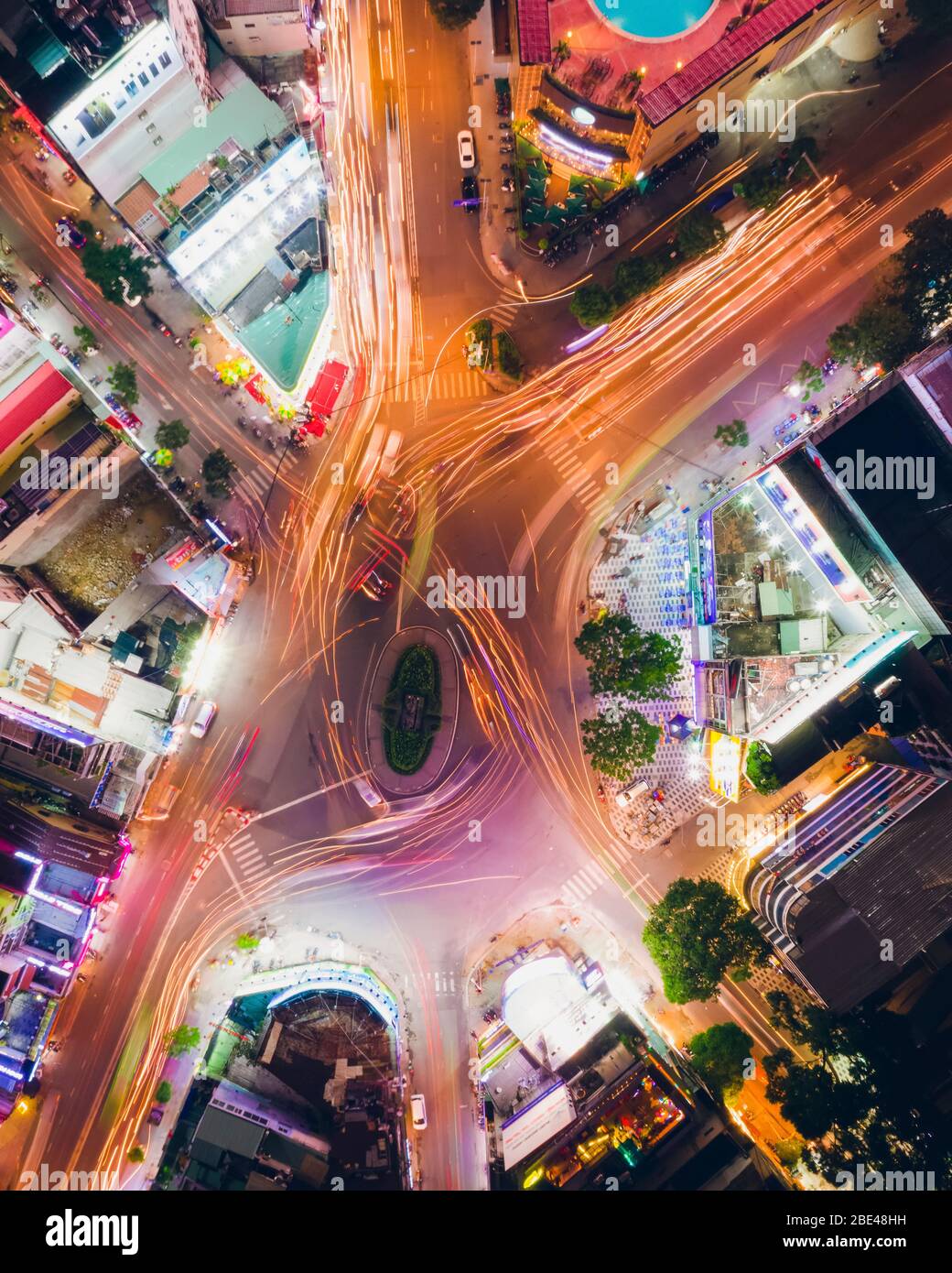Drone view of a major roundabout in Ho Chi Minh City; Quan 1, Ho Chi ...