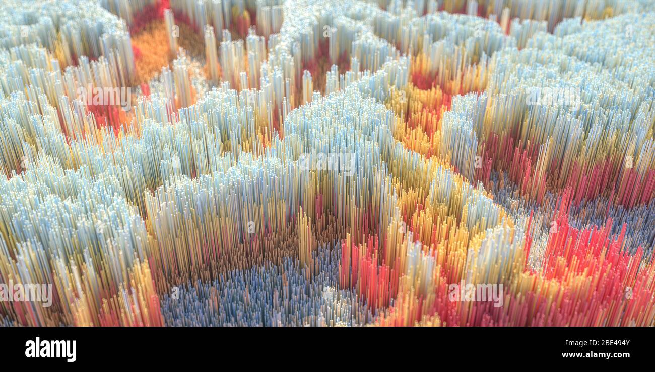 High density pixel cubes landscape, 3d rendering. Computer digital ...