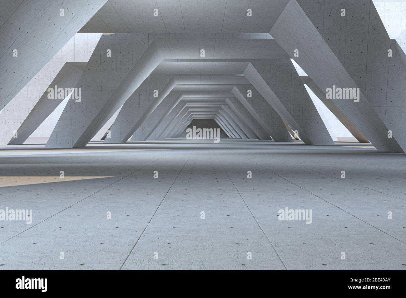 Concrete hexagonal tunnel, modern architecture, 3d rendering. Computer ...