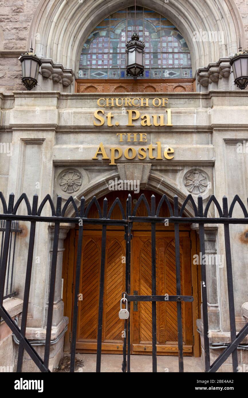 the padlocked entrance gate to the Catholic Church of St. Paul the ...