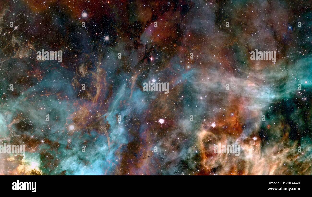 Nebula and stars in deep space, glowing mysterious universe. Elements ...