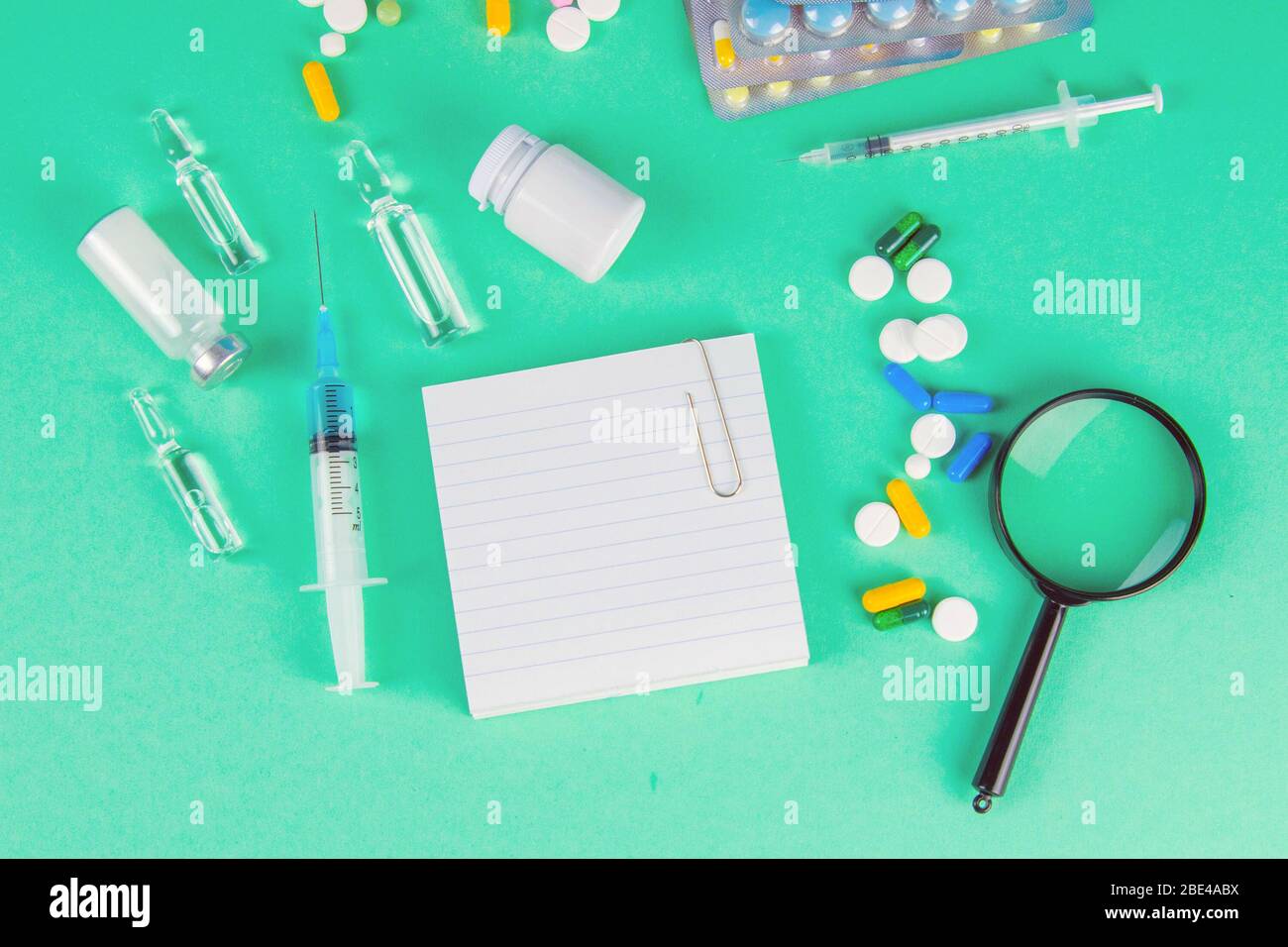 Pharmaceutical research and clinical trials concept. Medicine vial ...