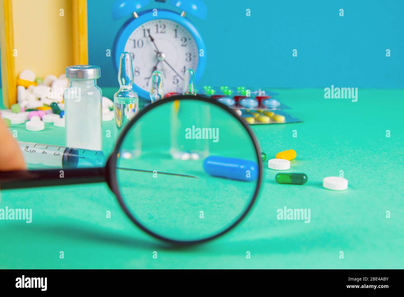 Pharmaceutical research and clinical trials concept. Medicine vial ...