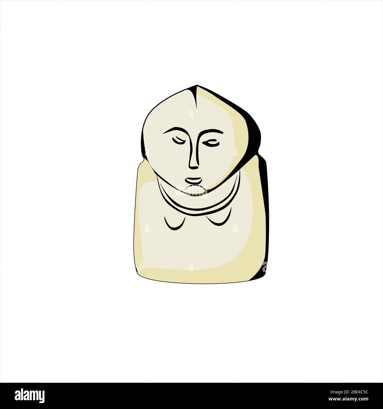 Stone idol balbal are scattered on the Kazakh steppe, a monument of the ...