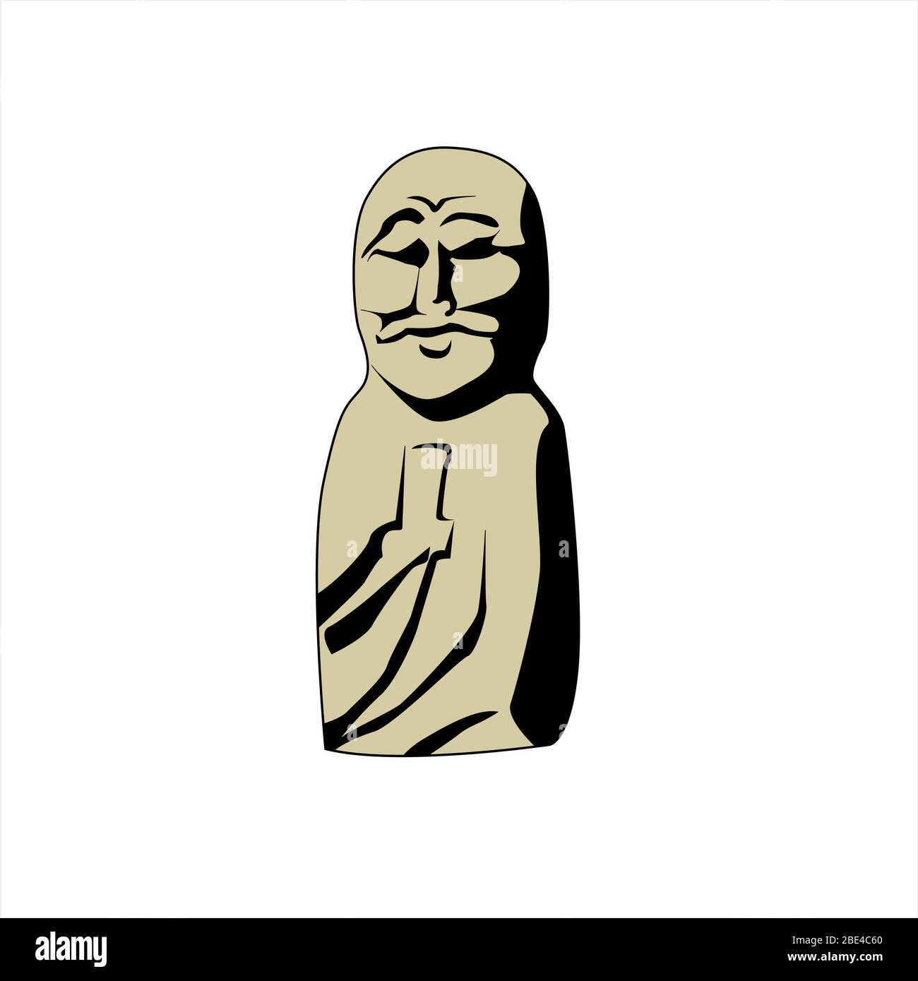 Stone idol balbal are scattered on the Kazakh steppe, a monument of the ...