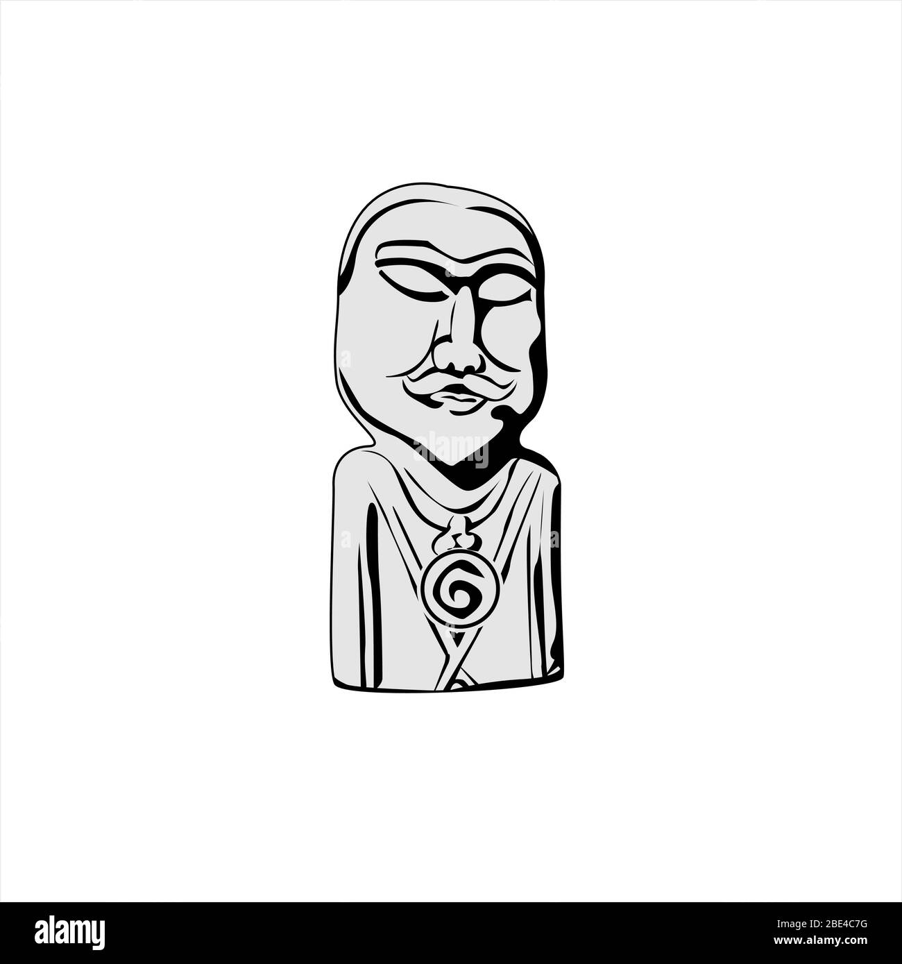 Stone idol balbal are scattered on the Kazakh steppe, a monument of the ...