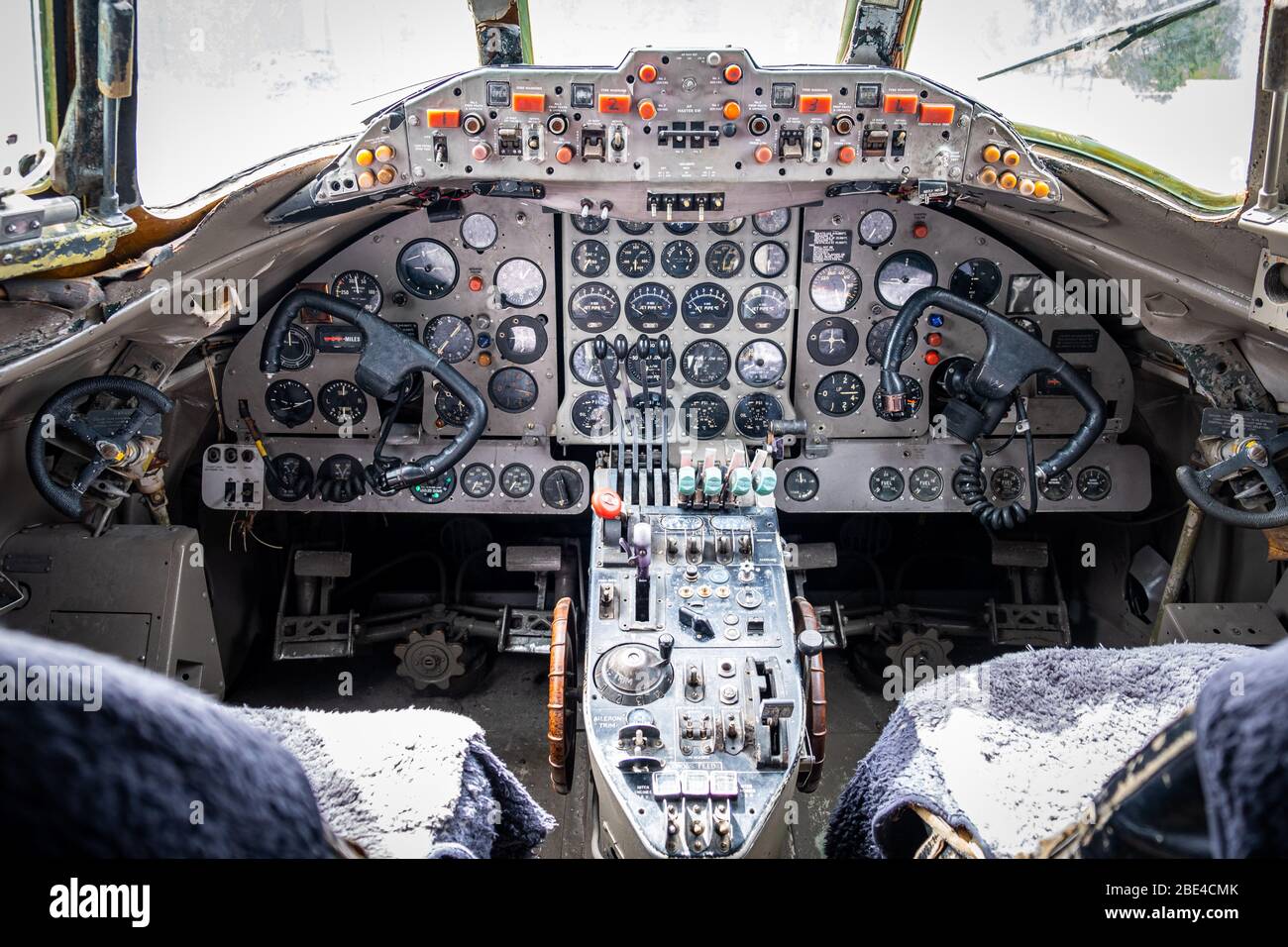 Old aircraft cockpit closeup view Stock Photo - Alamy