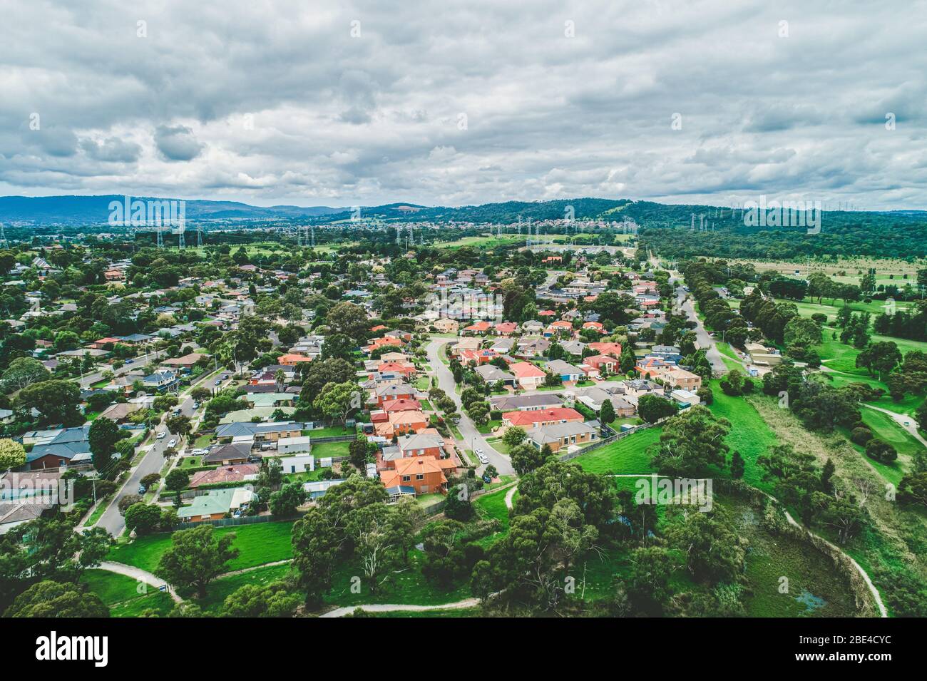 Aerial view of sleeping quarters in Rowville suburb of Melbourne ...