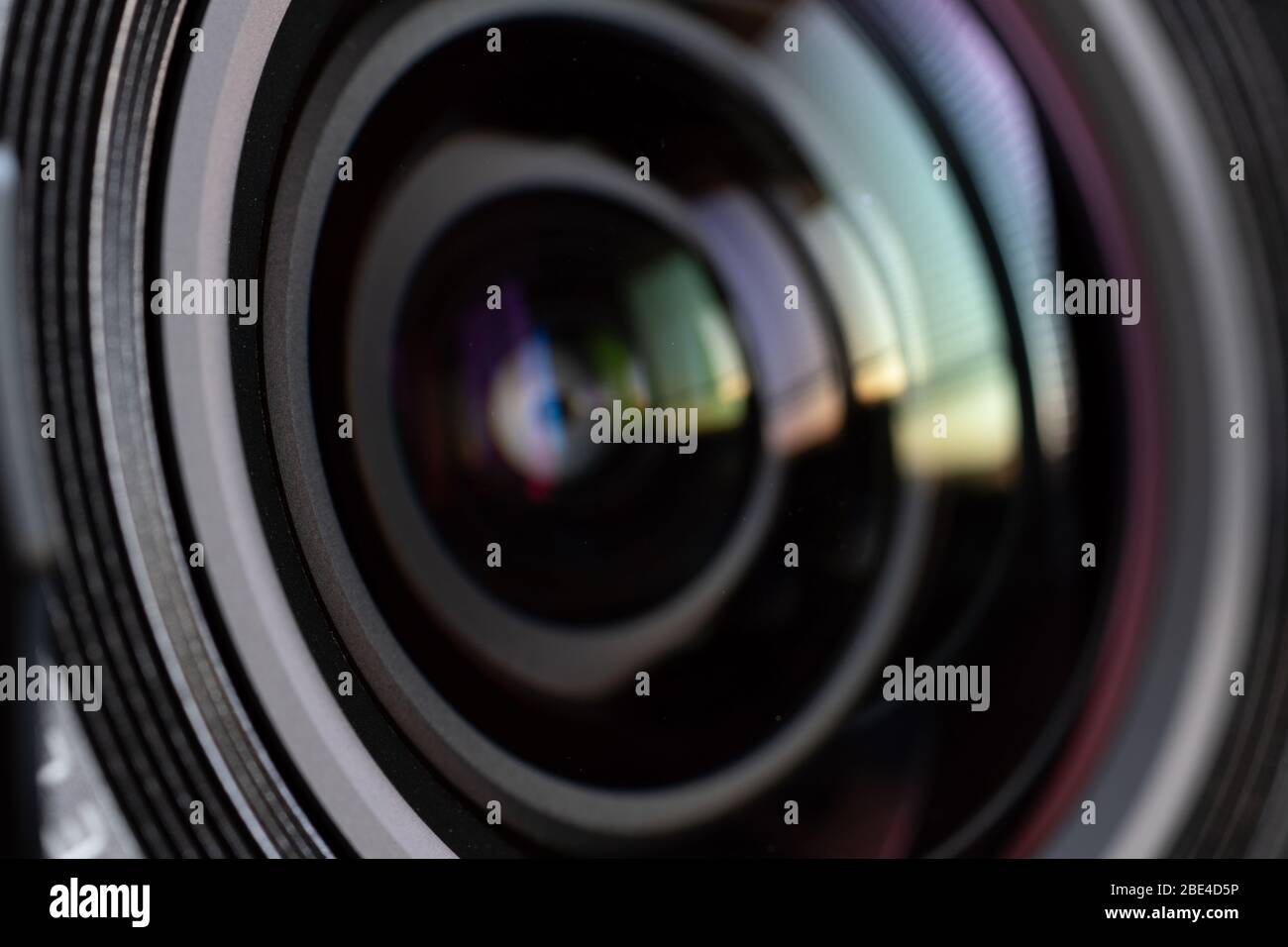 Close-up camera lens with color reflections Stock Photo - Alamy