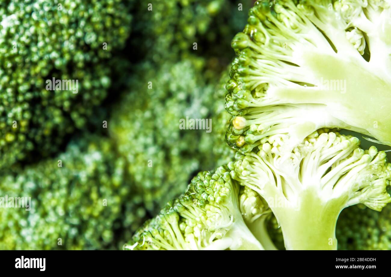 Close up to surface texture of succulent fresh inside the Broccoli ...