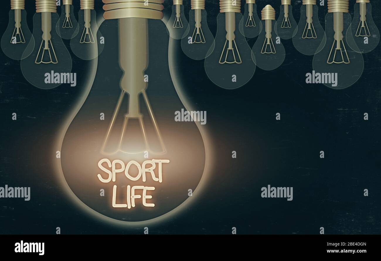 Text sign showing Sport Life. Business photo text Fond of sports or ...