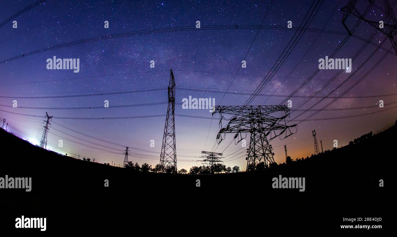 Pylon and star, pylon and the Milky Way Stock Photo - Alamy