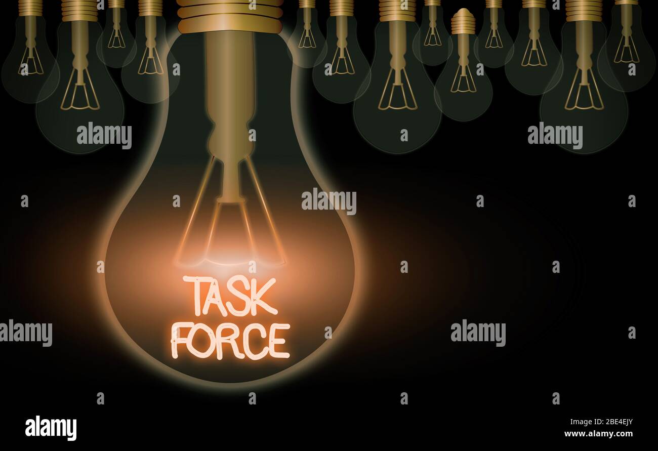 Text sign showing Task Force. Business photo text a group of showing ...