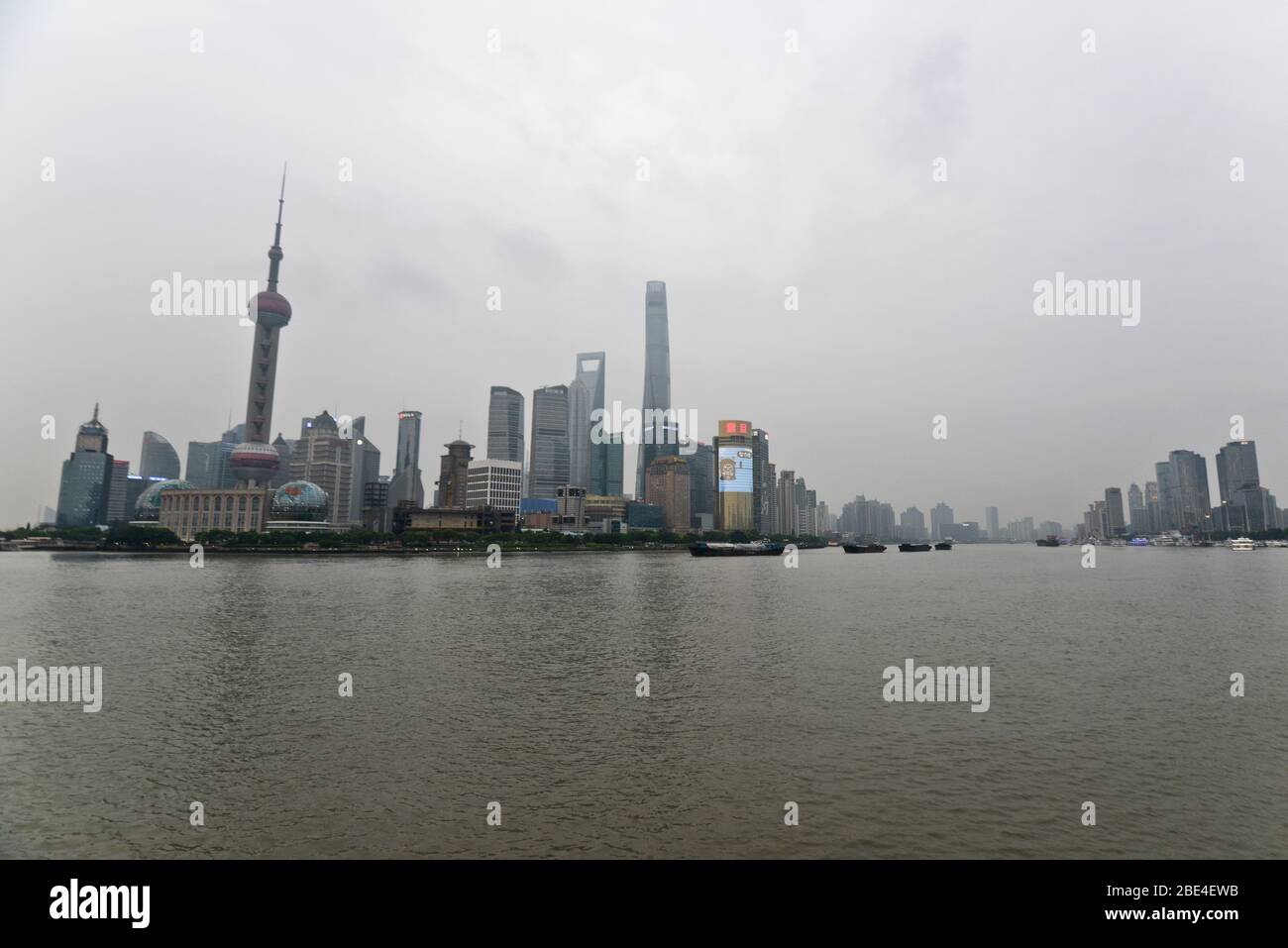 Shanghai's Pudong skyline towers over the Huangpu River, view from The ...