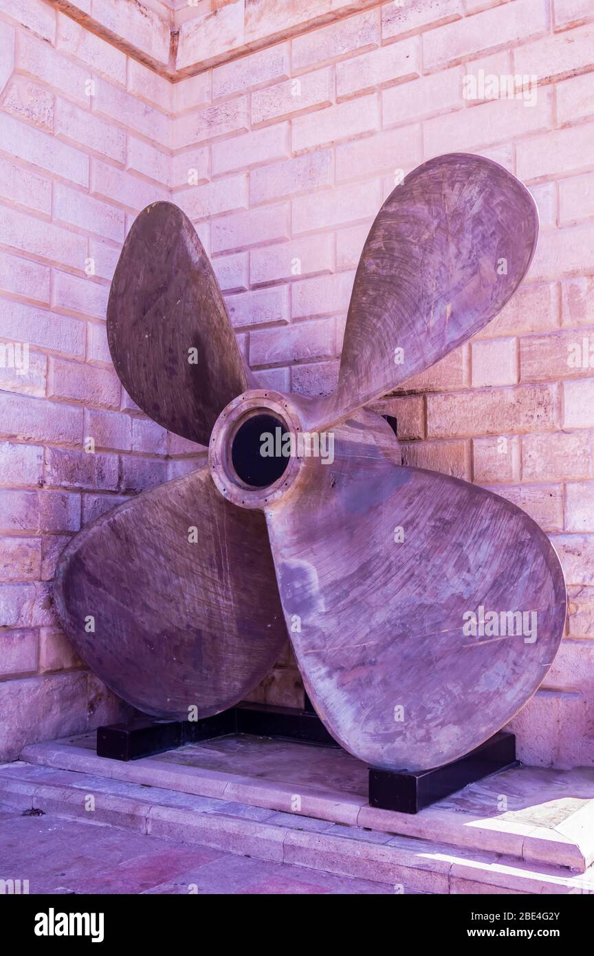 Huge boat propeller in front of the facade of the Marine Museum in ...