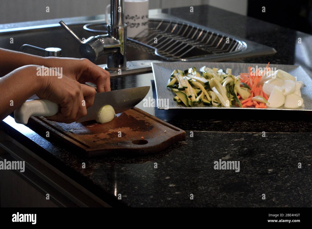 Cooking healthy food at home in coronavirus COVID 19 quarantine Stock ...