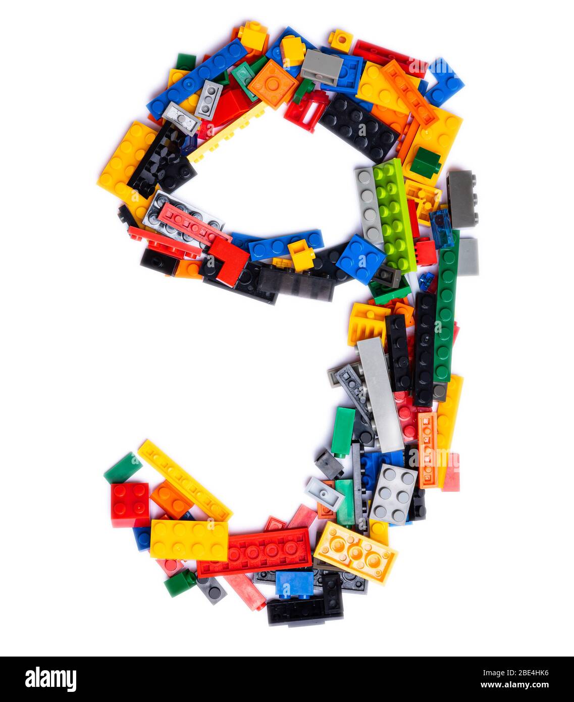 Arabic numeral "9" from multi-colored children's plastic constructor on ...