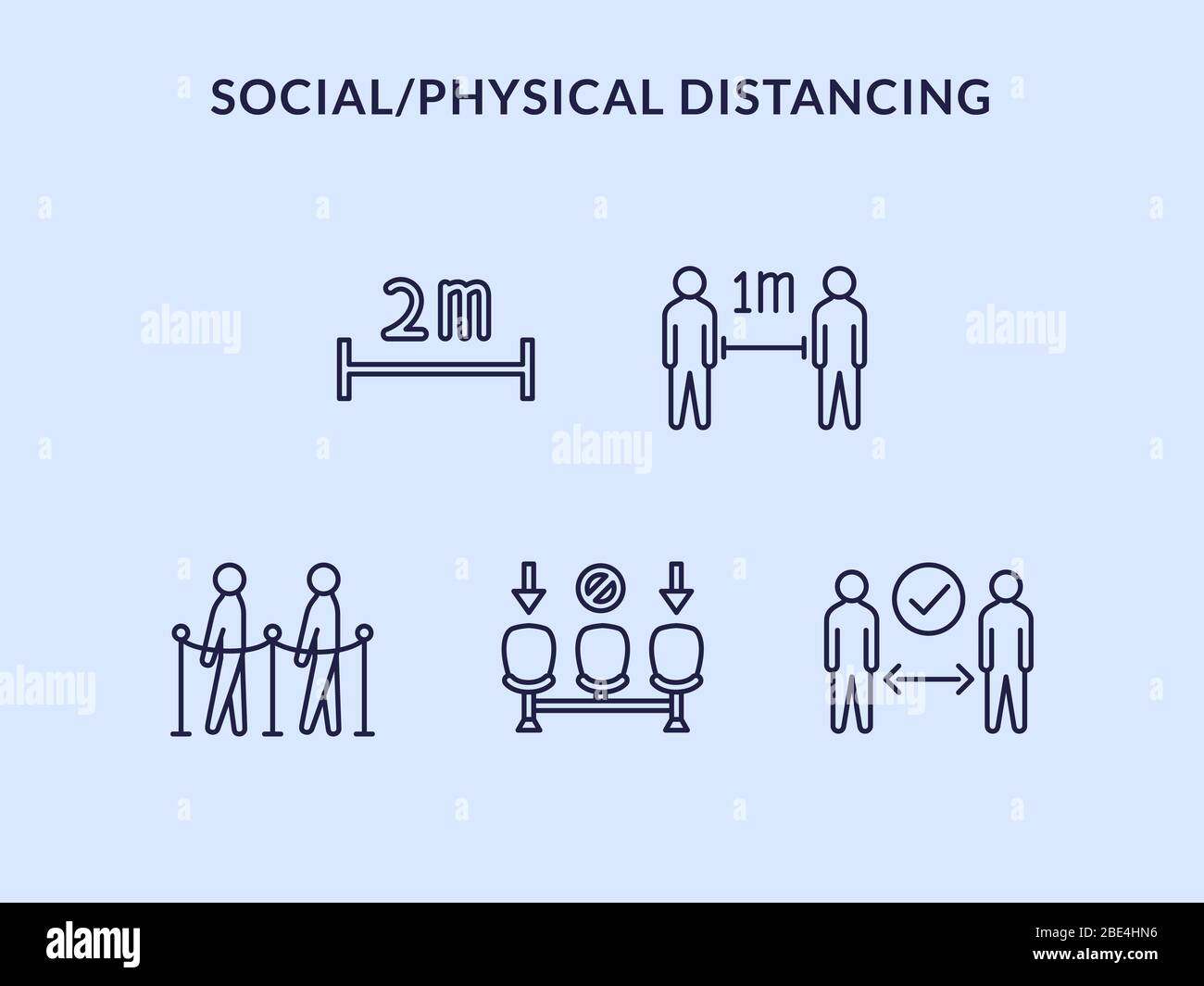 physical distancing or social distance icon set collection vector Stock ...