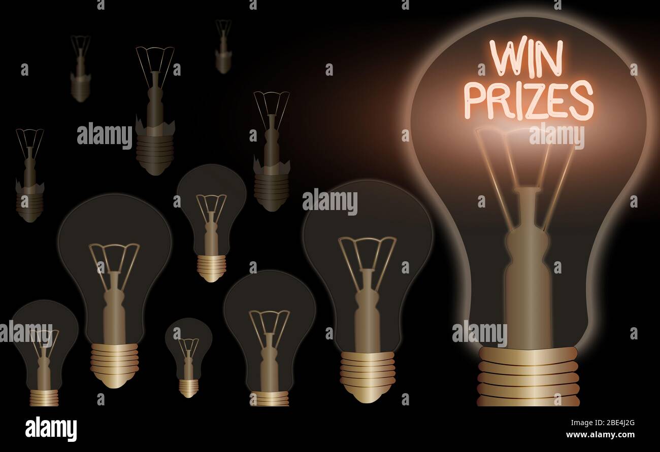 Word writing text Win Prizes. Business photo showcasing something given ...