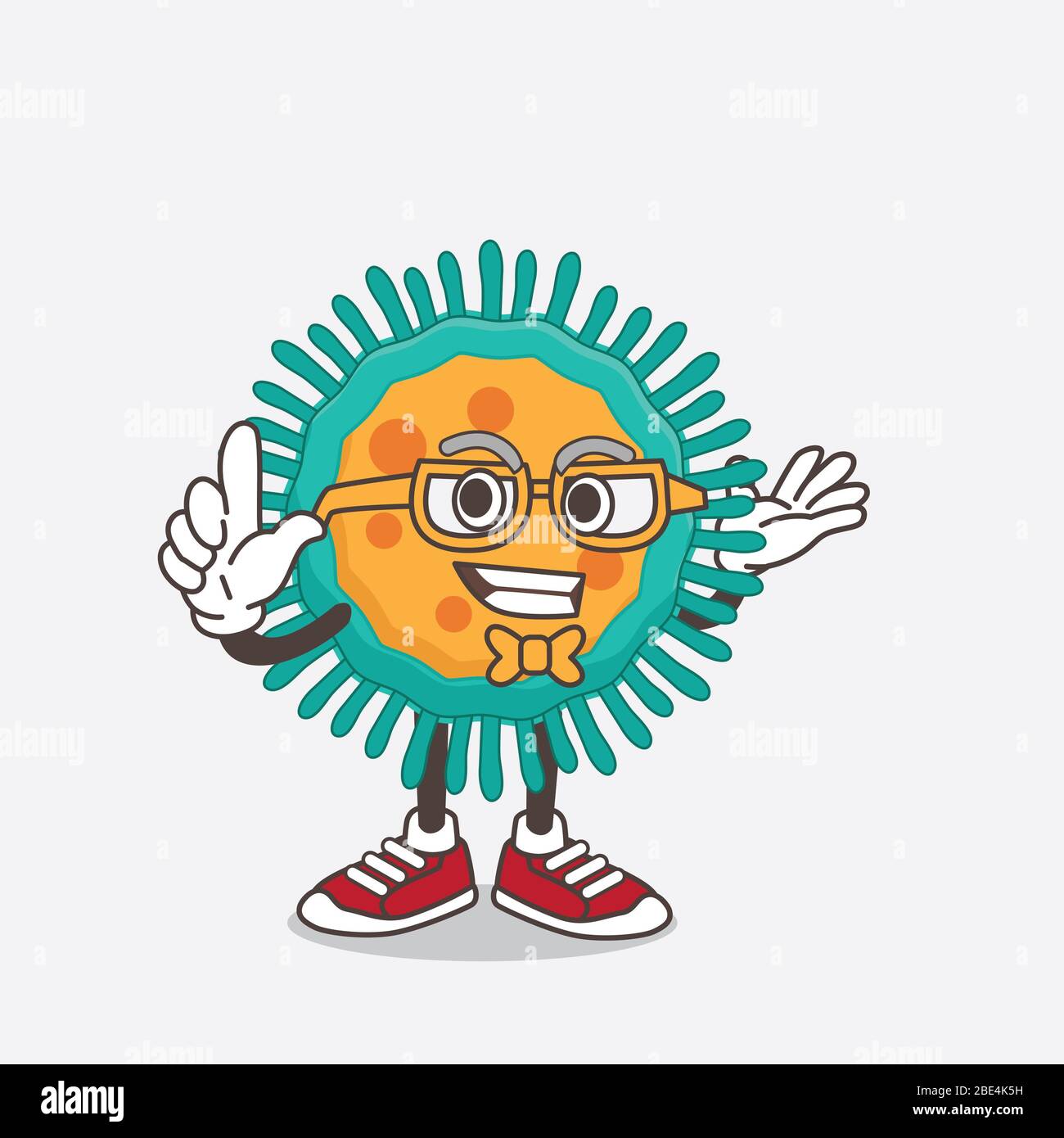 An illustration of Blue Virus cartoon mascot character in geek style ...