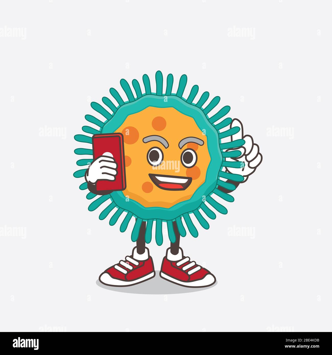 An illustration of Blue Virus cartoon mascot character speaking on the ...