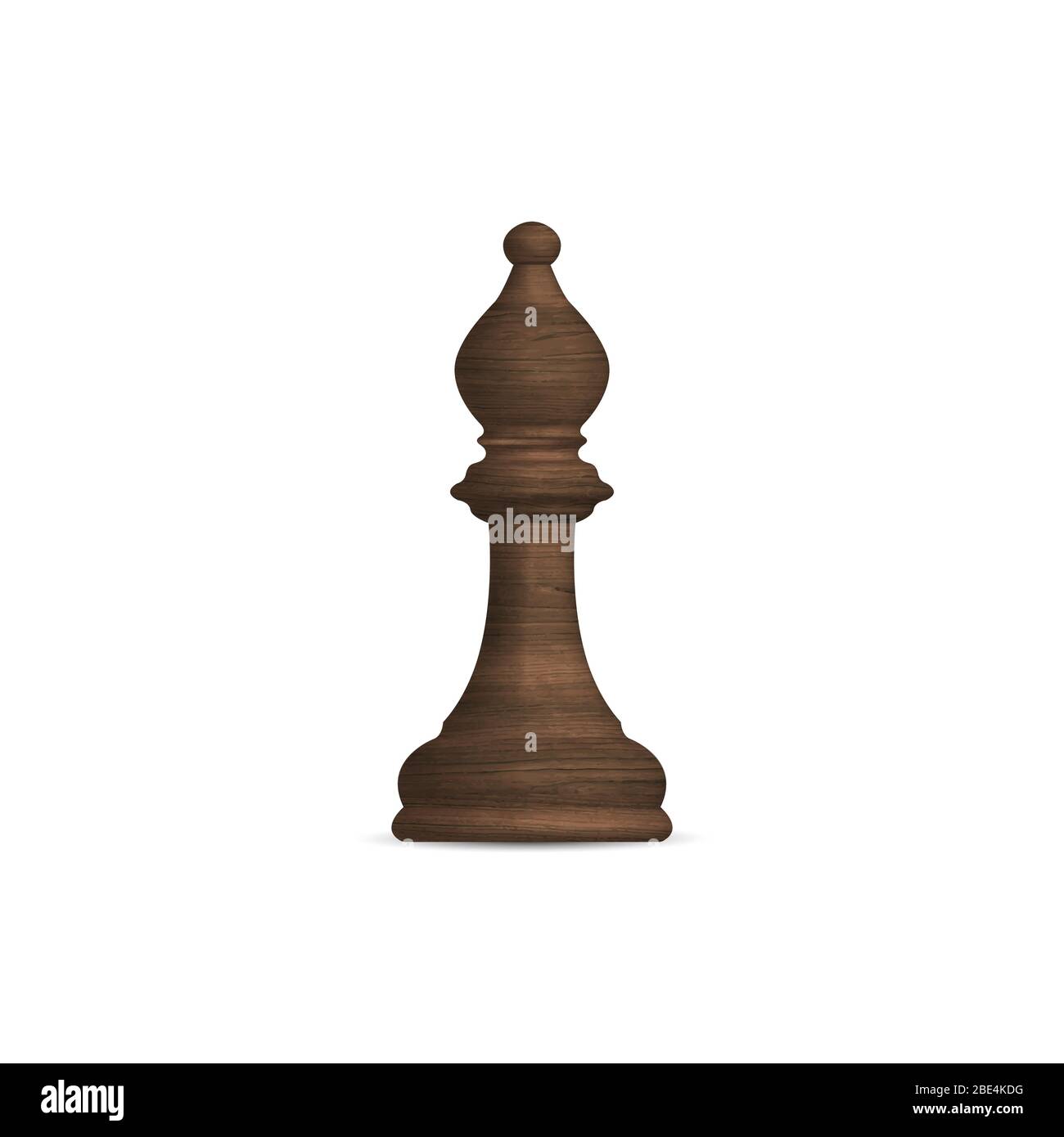 Wooden black chess piece bishop. Front view, vector illustration Stock ...