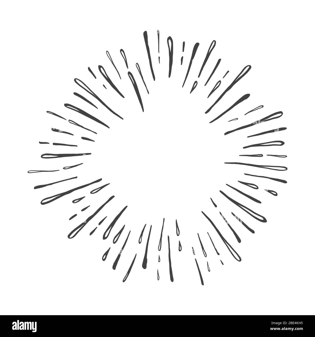Hand drawn sunburst explosion vector illustration isolated on white ...