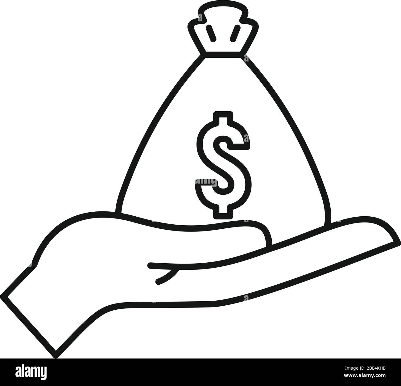 Money bag hand icon. Outline money bag hand vector icon for web design ...