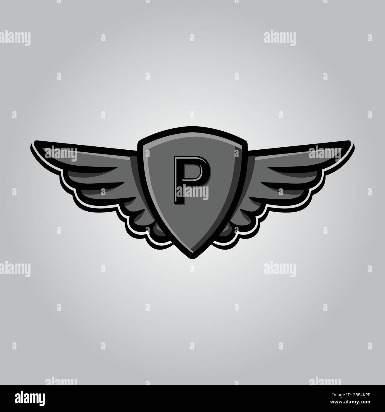 Initial Letter P, Shield Security, wing logo design. Vector ...