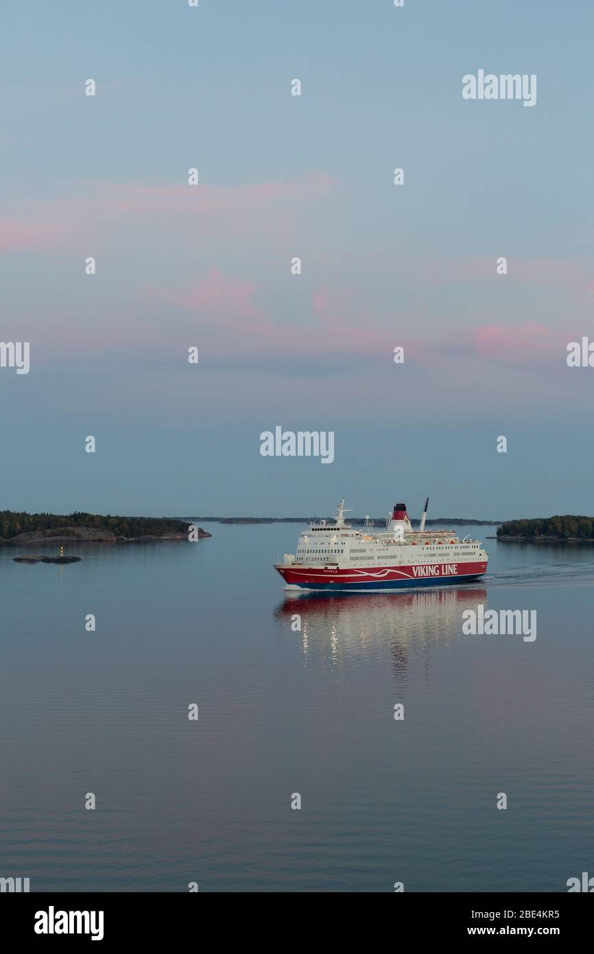 The Viking Line ferry Rosella arrives in Mariehamn at the Ålands ...