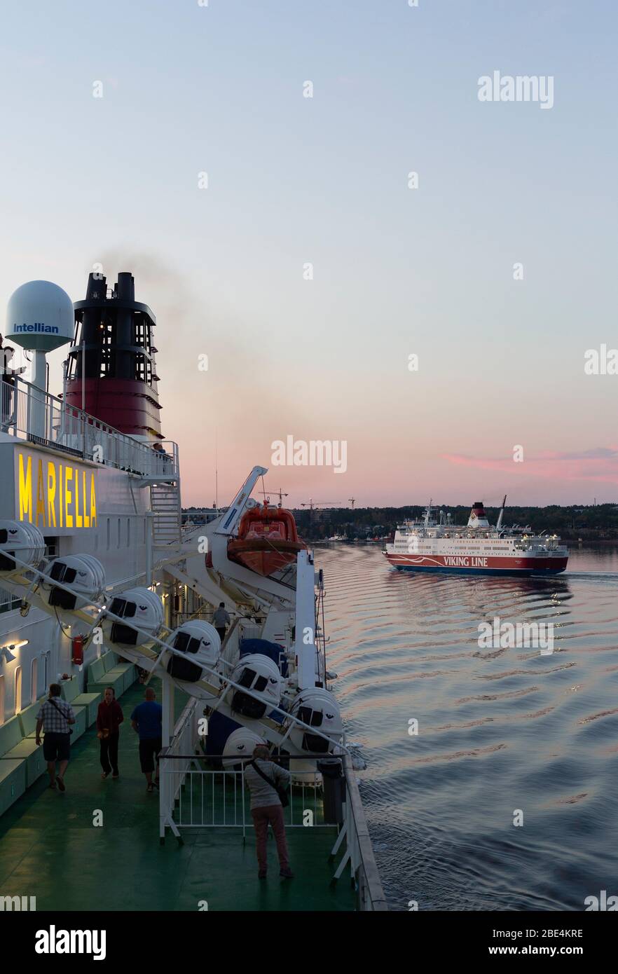 The Viking Line ferry Rosella arrives in Mariehamn at the Ålands ...
