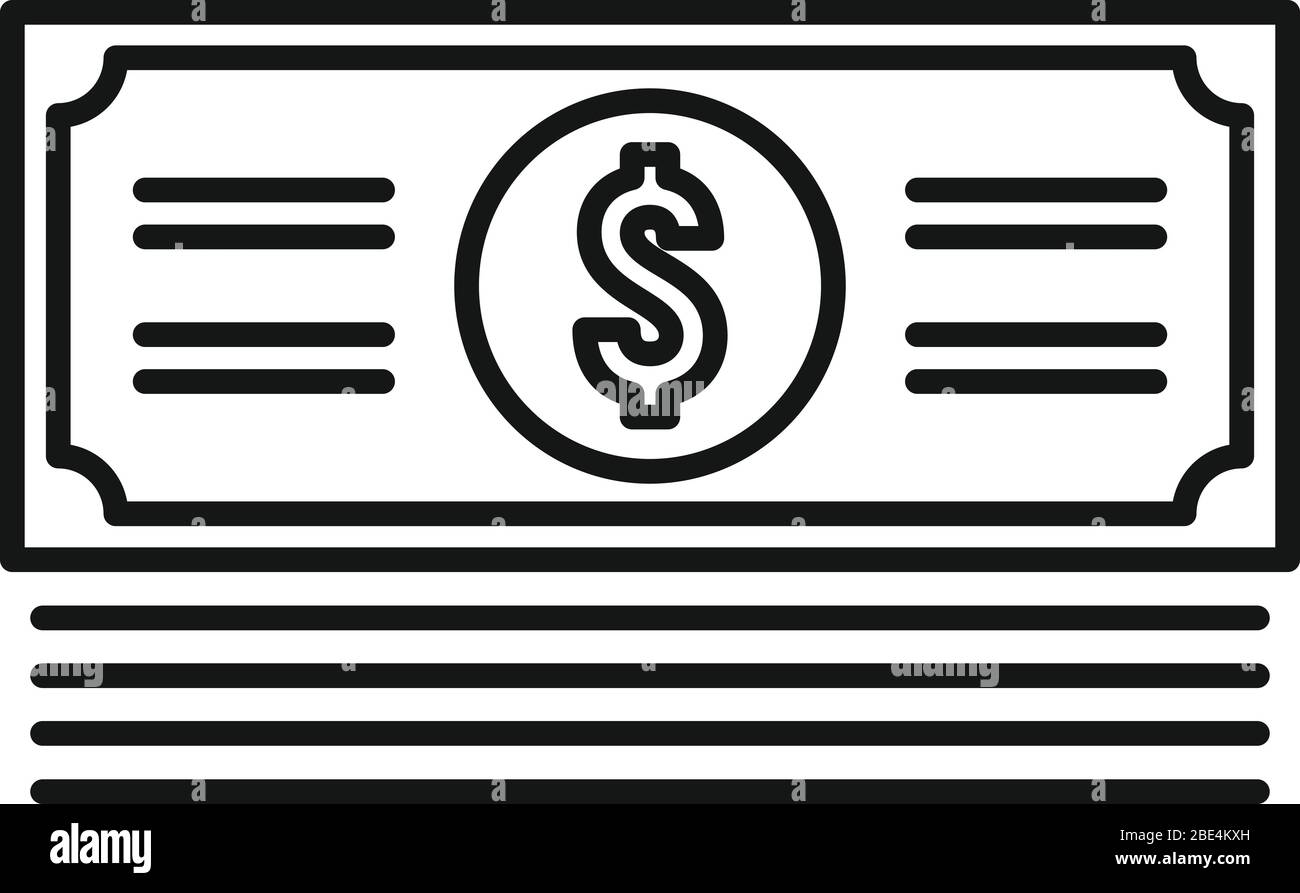 Cash stack icon. Outline cash stack vector icon for web design isolated ...
