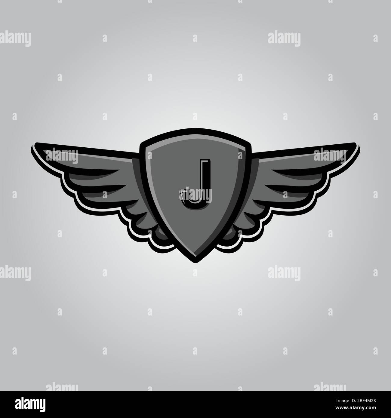 Initial Letter J, Shield Security, wing logo design. Vector ...