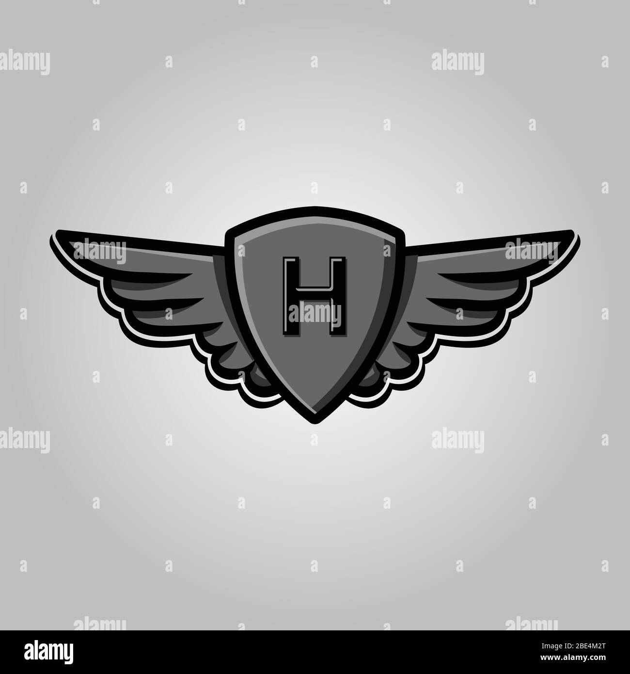 Initial Letter H, Shield Security, wing logo design. Vector ...