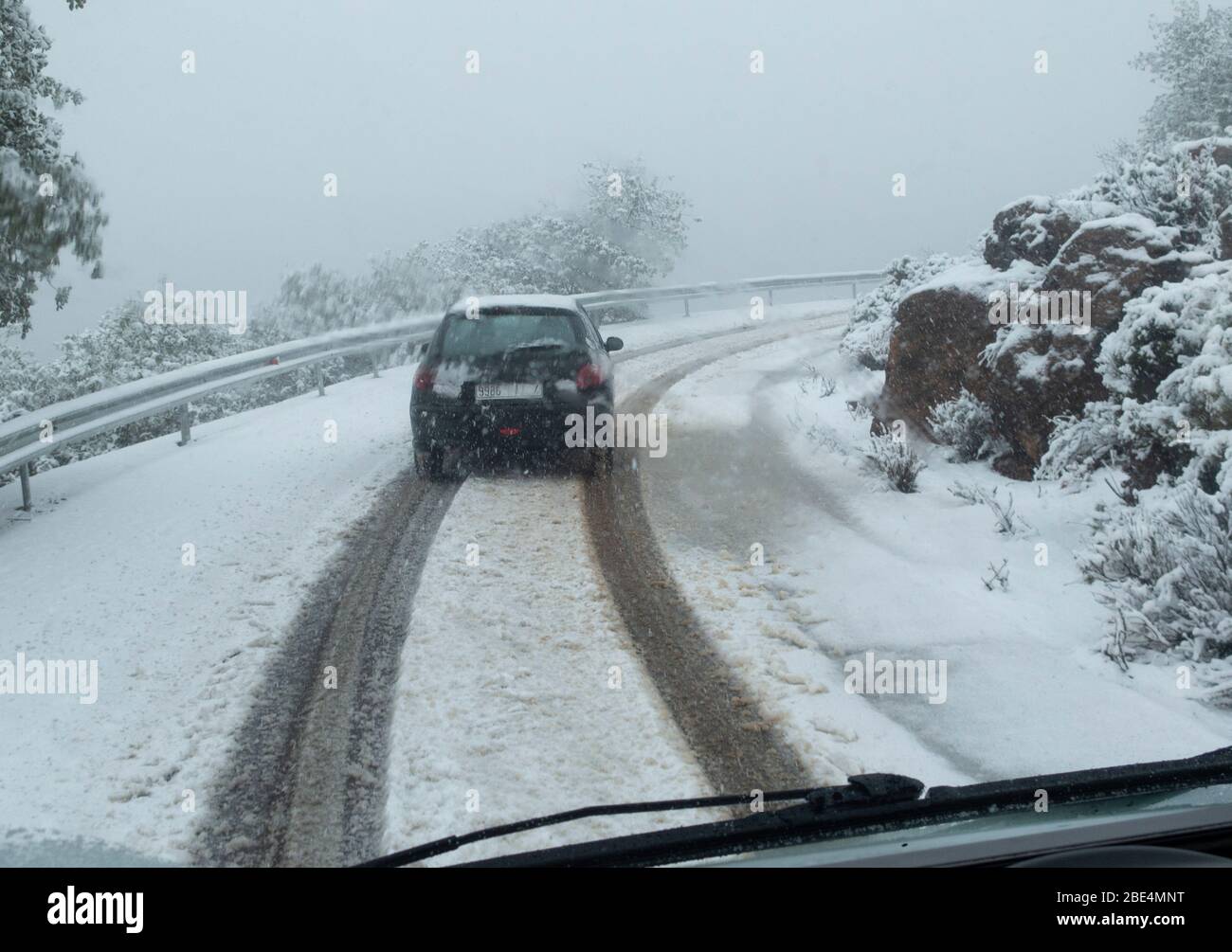 A road after heavy snowfall in Morocco Stock Photo - Alamy