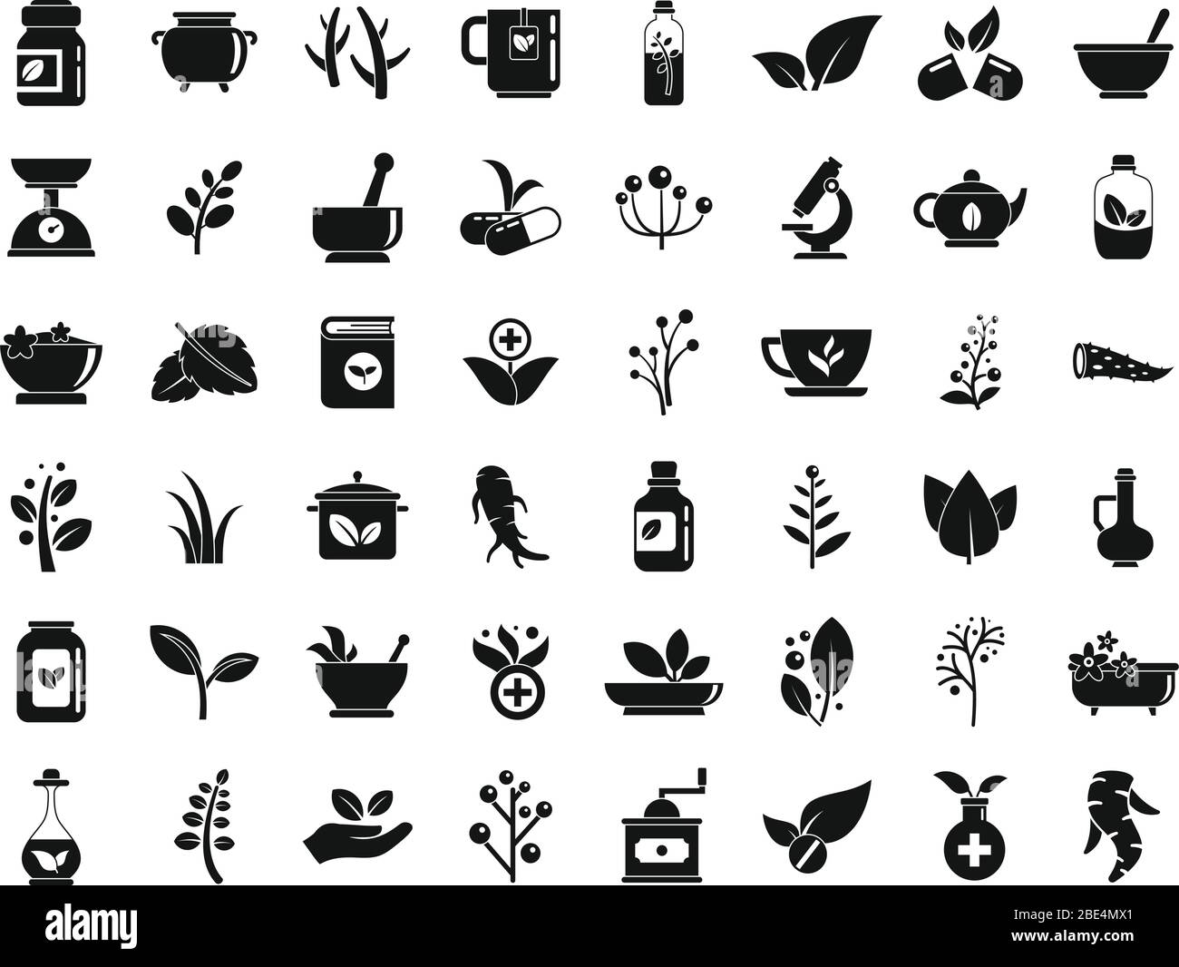 Medicinal herbs icons set. Simple set of medicinal herbs vector icons ...