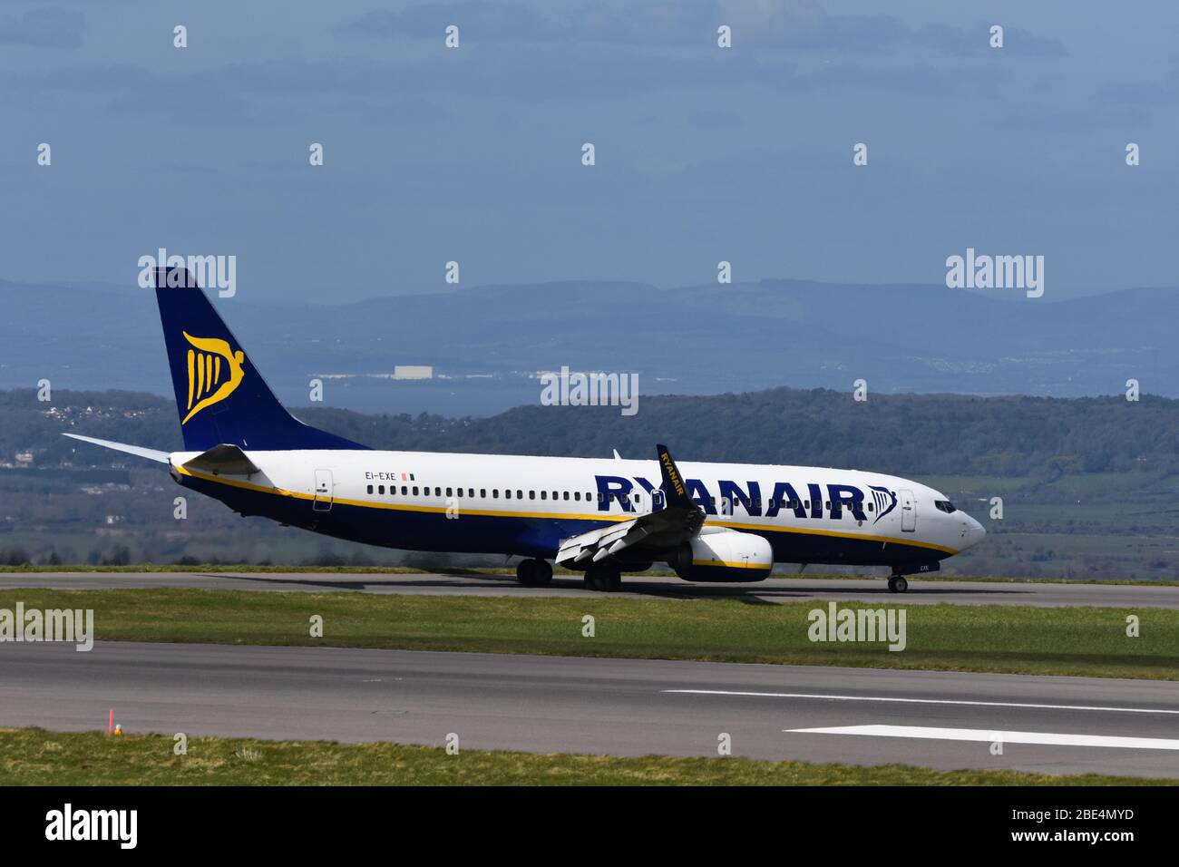 A Ryanair Boeing aircraft/aeroplane on the ground at Bristol Airport ...
