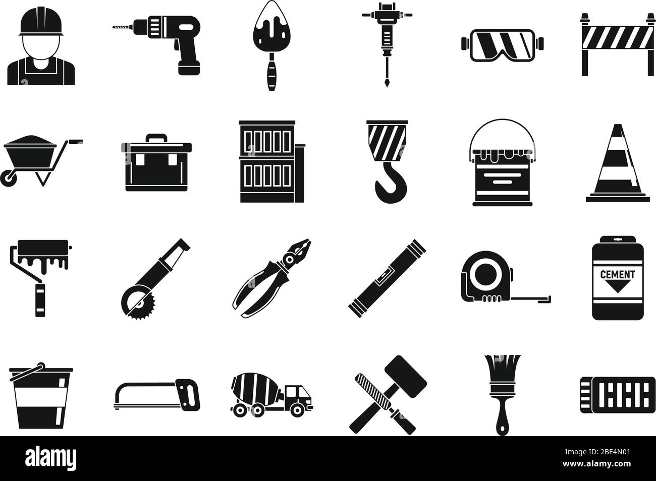 Safety building reconstruction icons set. Simple set of safety building ...