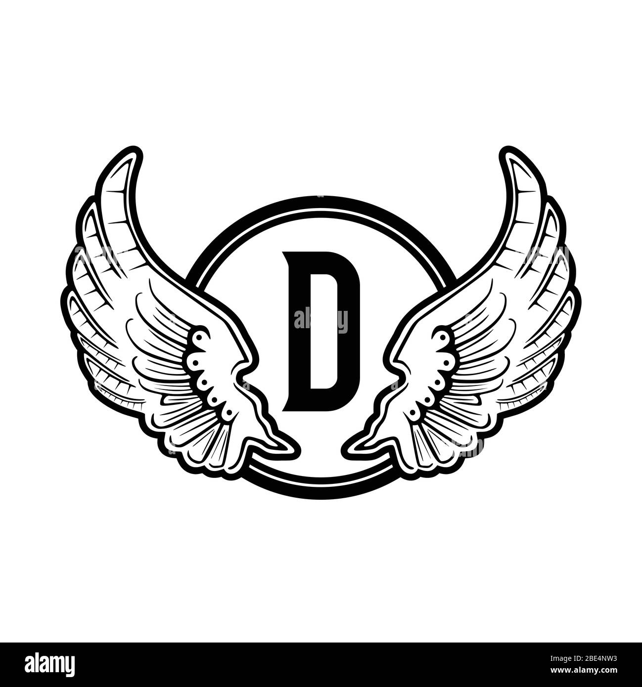 initial letter C Wing round badge logo design, isolated on white ...