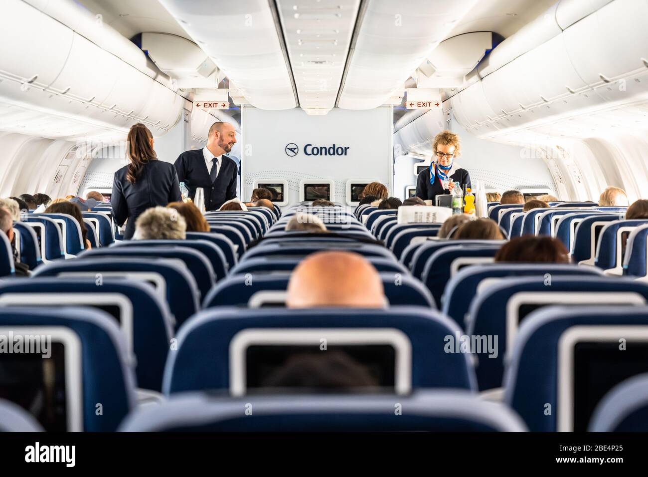 Frankfurt Germany 18.11.19 Condor Air airplane logo passengers and ...