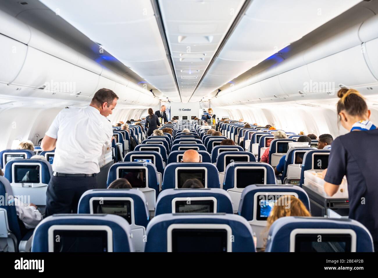Frankfurt Germany 18.11.19 Condor Air airplane logo passengers and ...