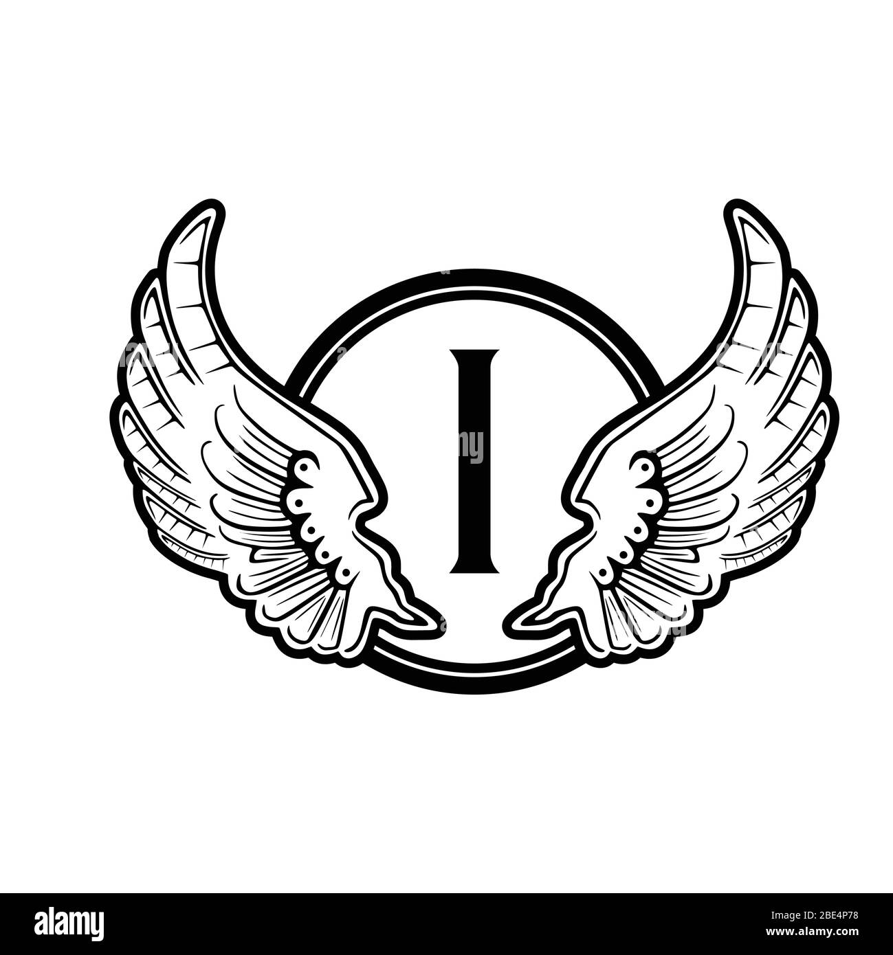 initial letter I Wing round badge logo design, isolated on white ...