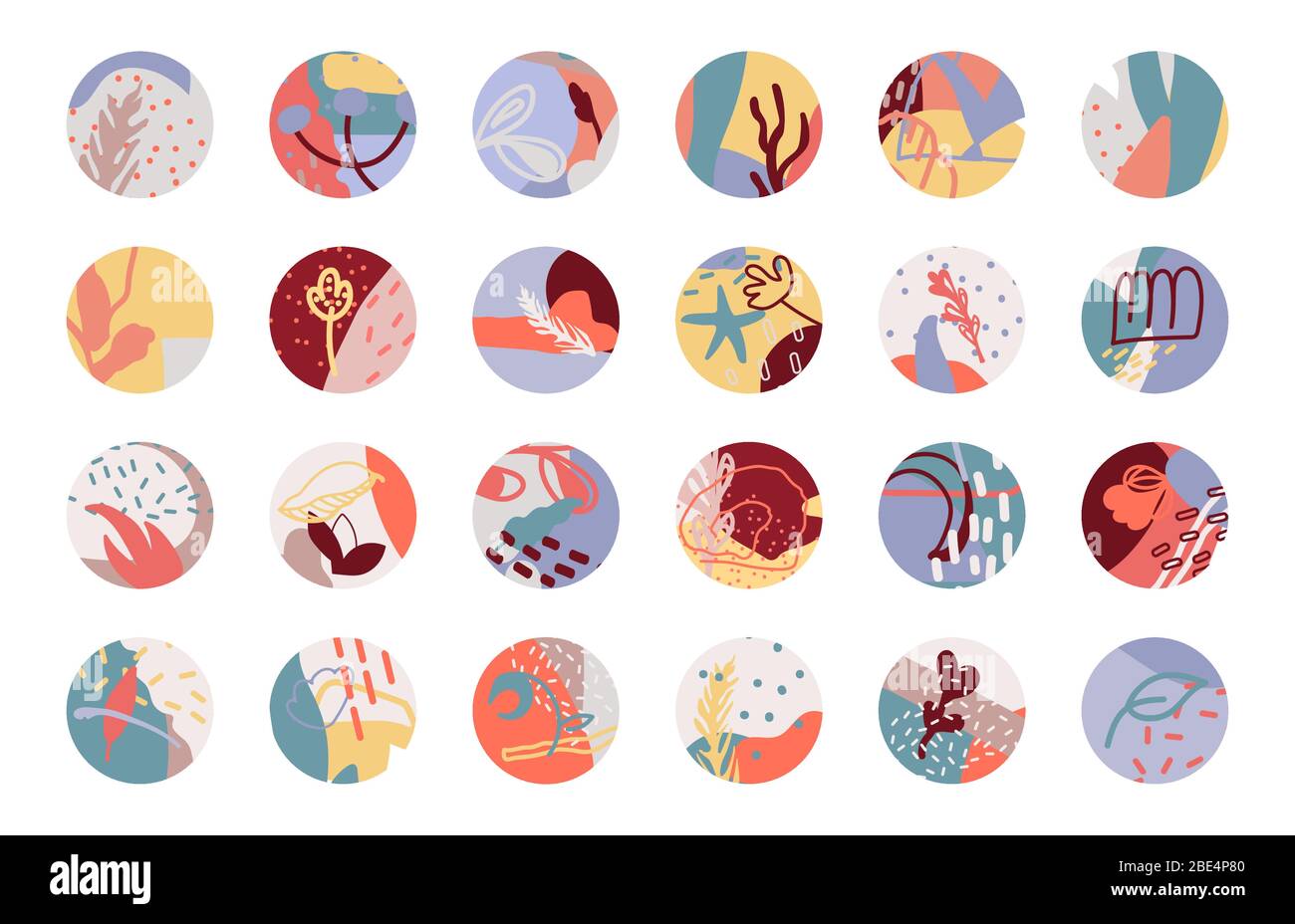 Set of abstract floral background. Round icon template highlight cover ...